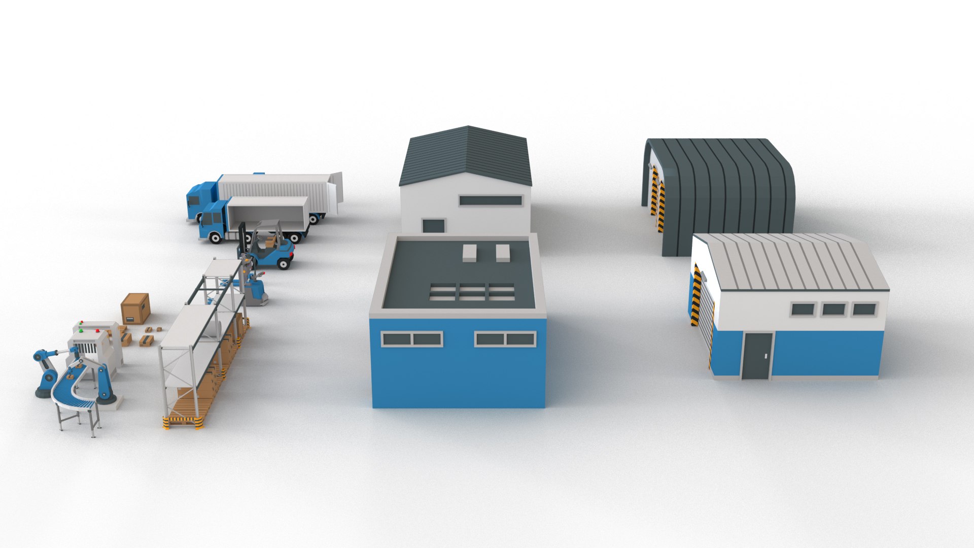 3D model Warehouse industrial low poly set - TurboSquid 1998249