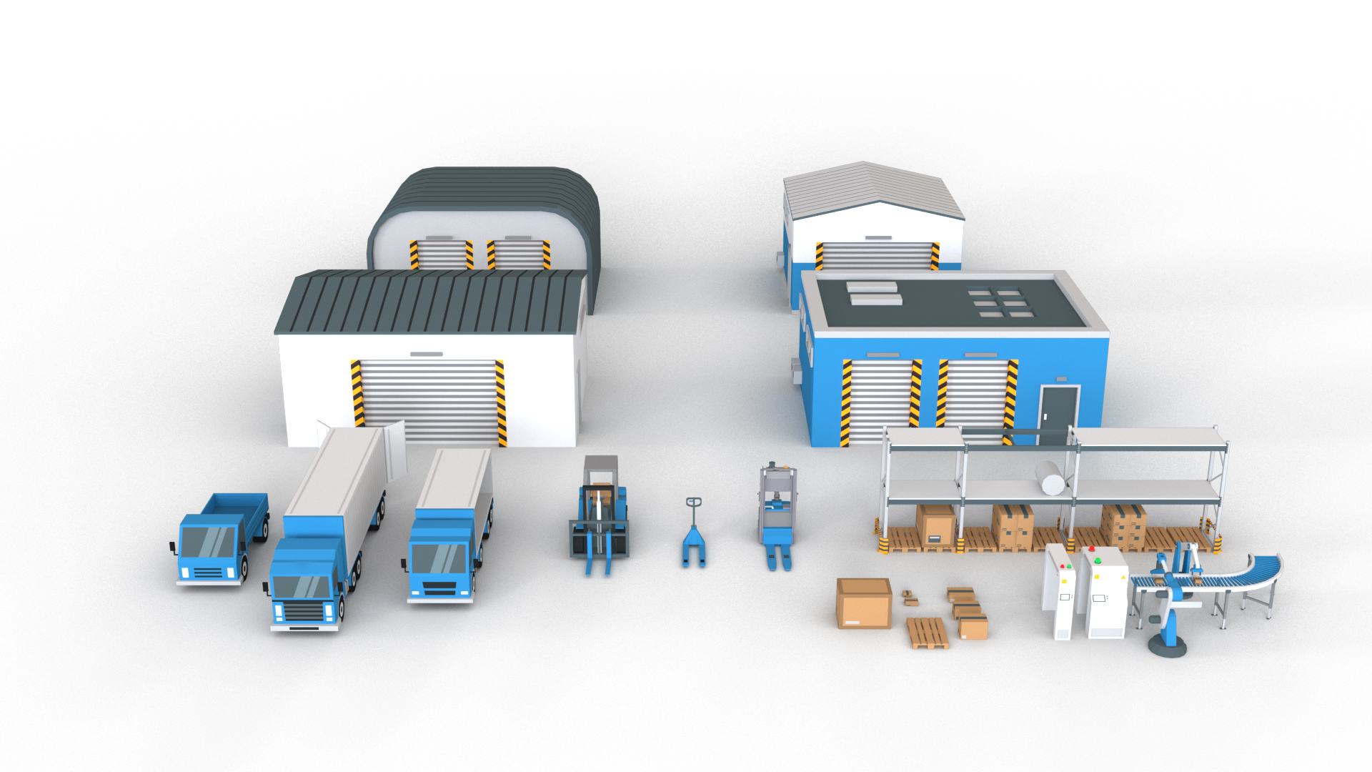 3D model Warehouse industrial low poly set - TurboSquid 1998249