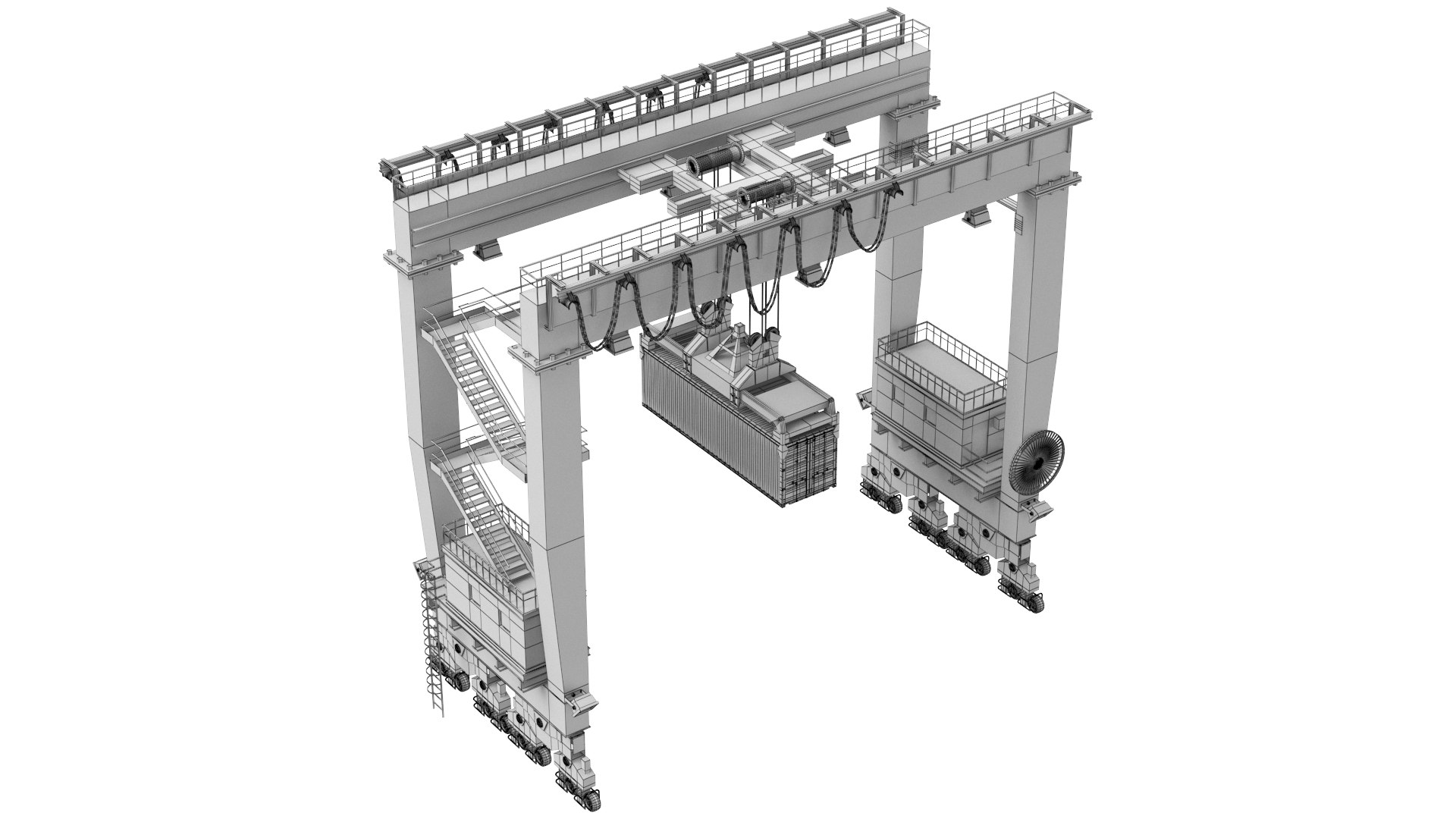 Detailed Gantry Crane Red 3D Model - TurboSquid 2256896