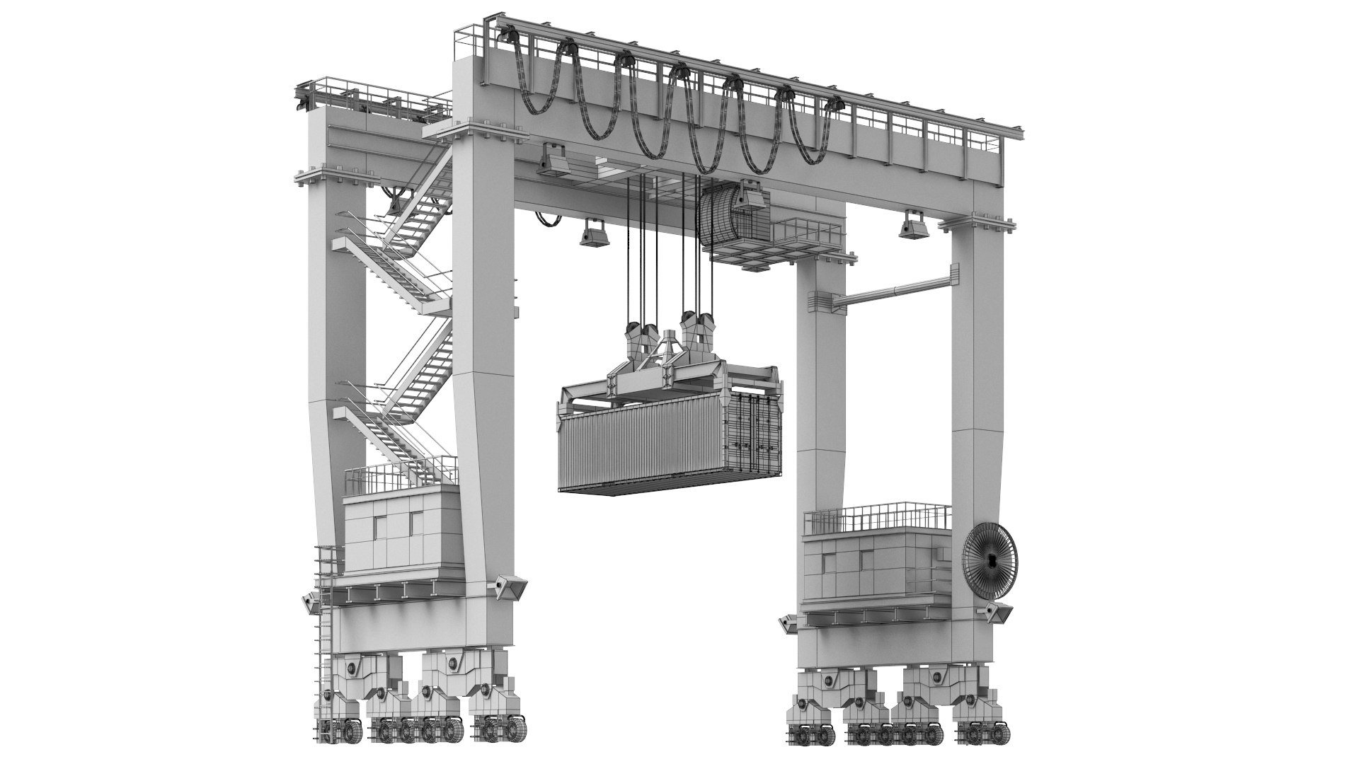 Detailed Gantry Crane Red 3D Model - TurboSquid 2256896