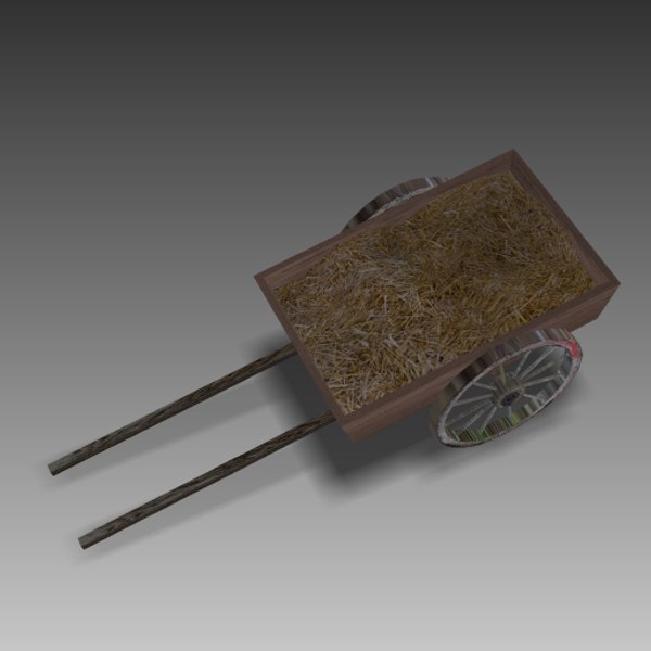3d model wooden hay cart