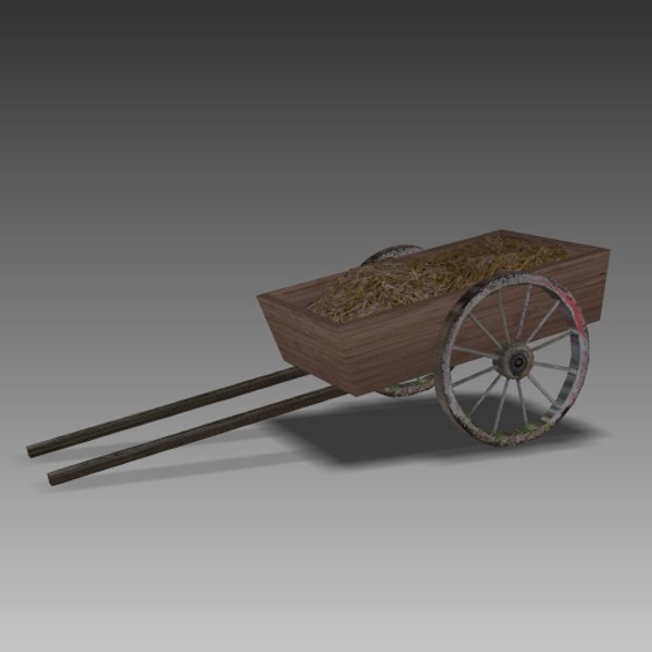 3d model wooden hay cart