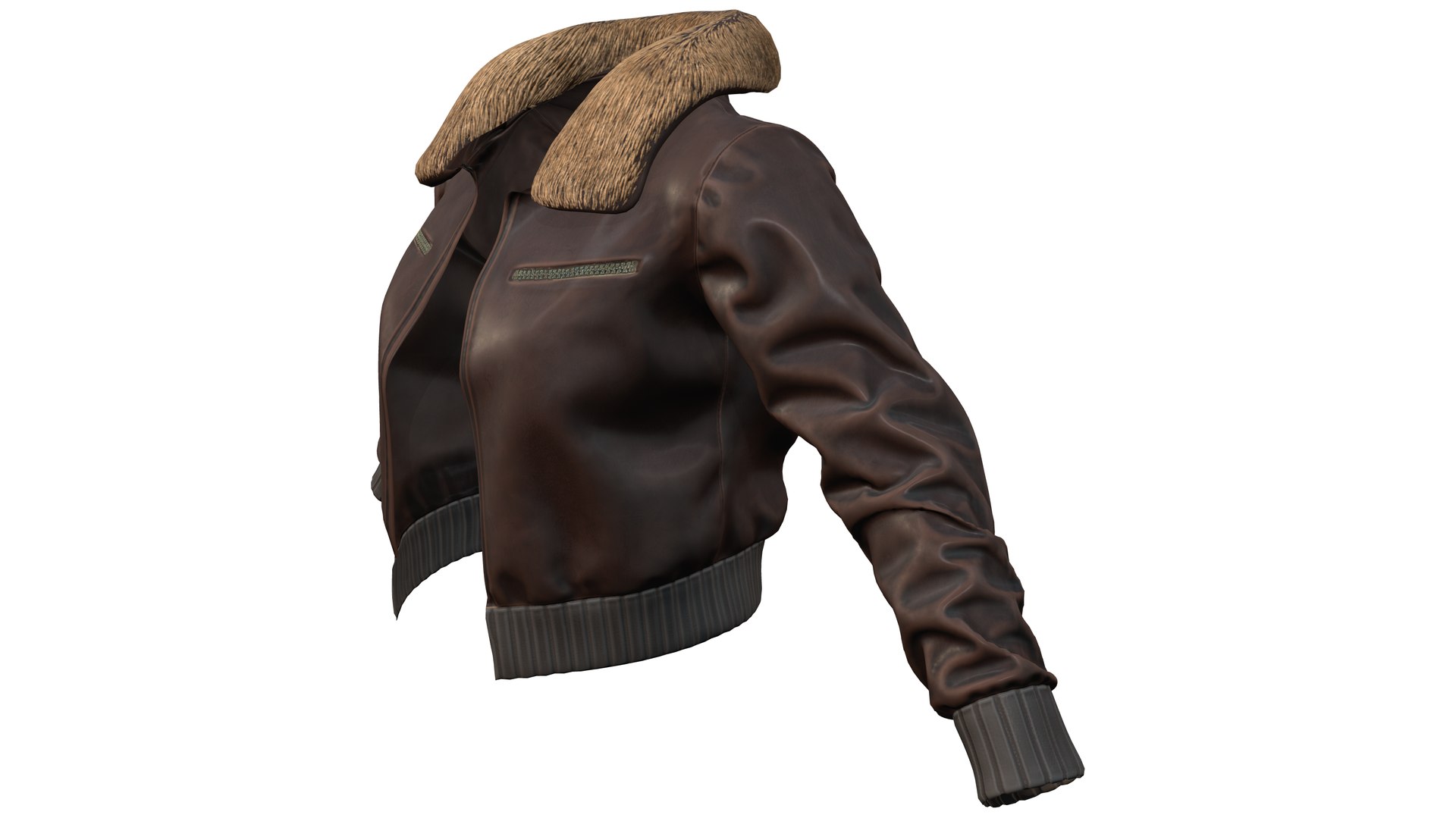 3D model Very Versatile Fur Neck Brown Leather Jacket - TurboSquid 2074870