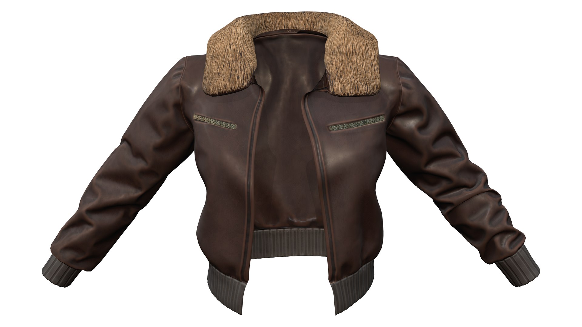 3D model Very Versatile Fur Neck Brown Leather Jacket - TurboSquid 2074870