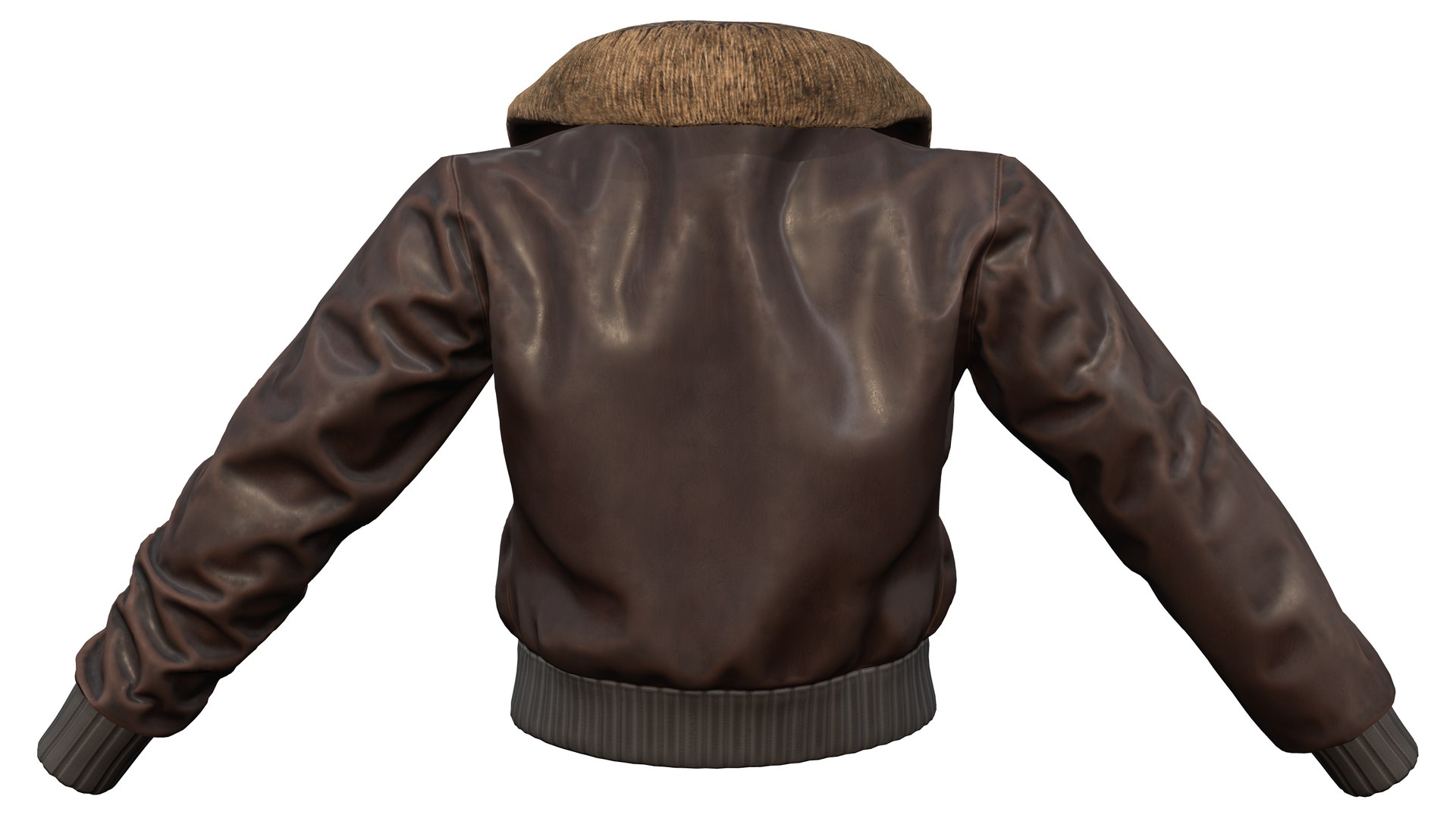 3D model Very Versatile Fur Neck Brown Leather Jacket - TurboSquid 2074870