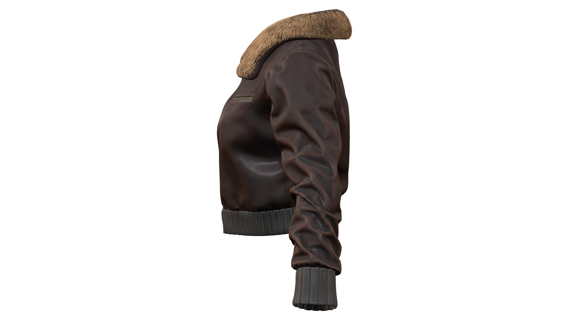 3D model Very Versatile Fur Neck Brown Leather Jacket - TurboSquid 2074870