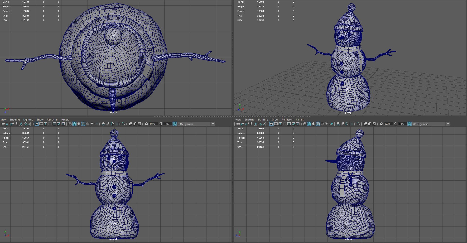 Snowman Snow 3D Model - TurboSquid 1644496
