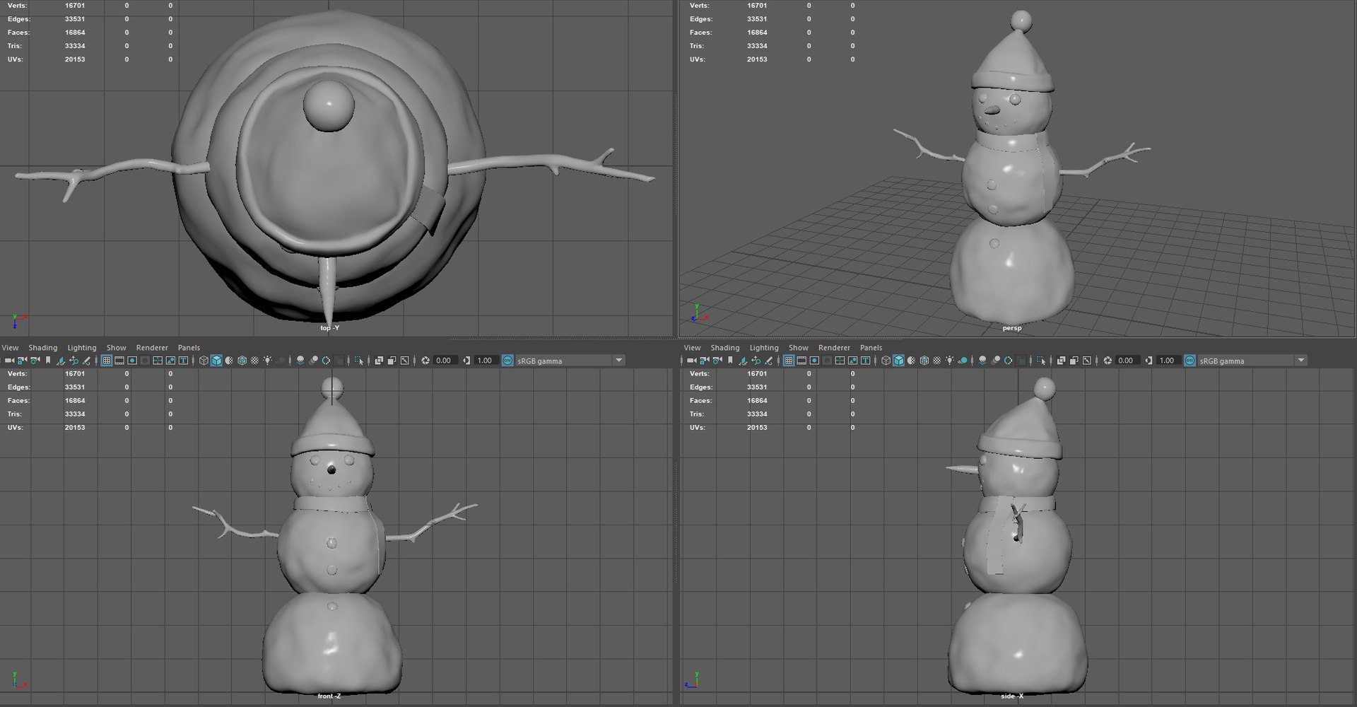Snowman Snow 3D Model - TurboSquid 1644496