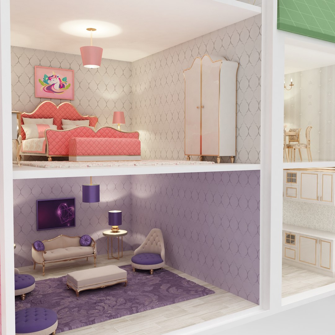 Princesses Castle Dollhouse 3D Model - TurboSquid 1481395