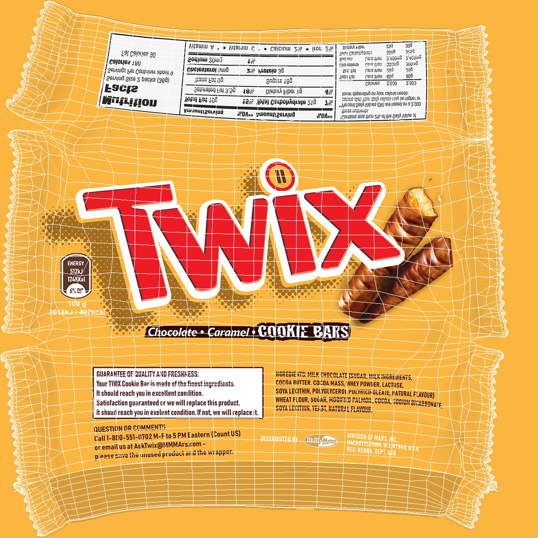 Twix Chocolate Bar 3D Model - TurboSquid 1418907