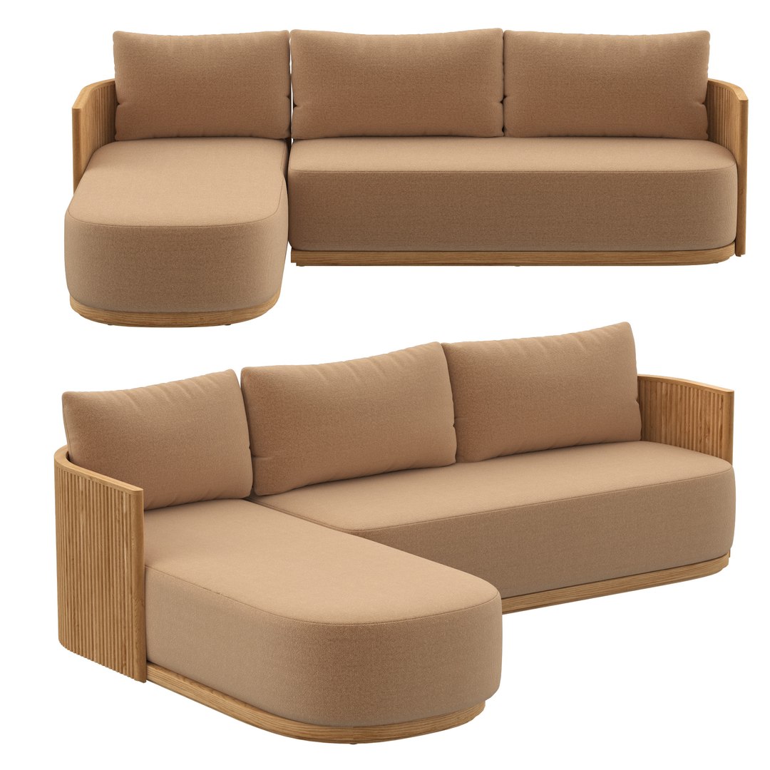 BYRON TEAK LEFT-ARM SOFA-CHAISE SECTIONAL 3D Model - TurboSquid 2217413