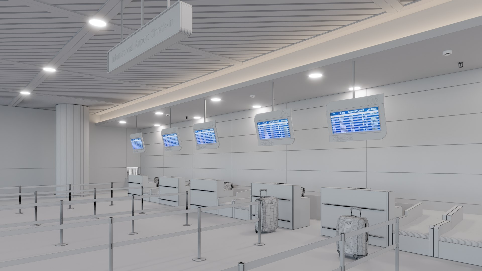 Airport Interior Check-in 3D Model - TurboSquid 1843783
