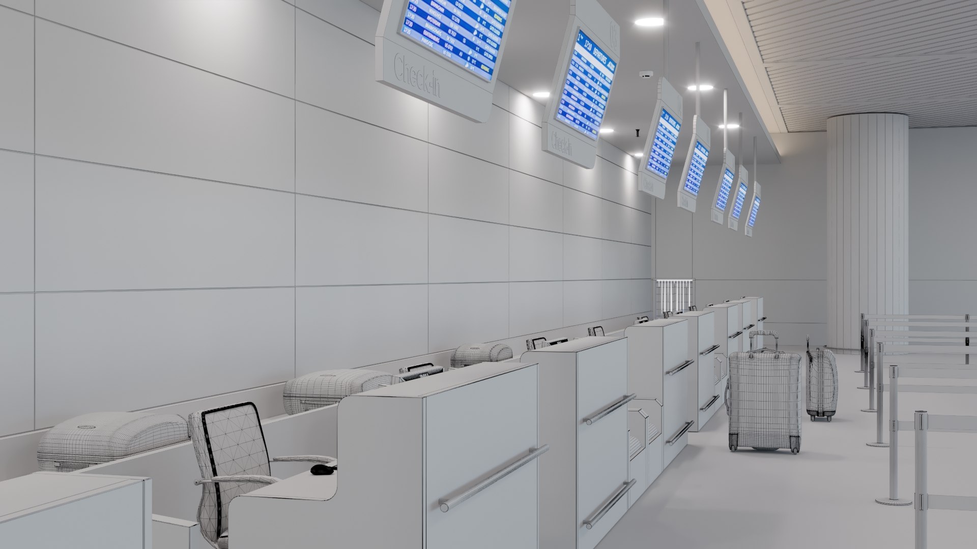 Airport Interior Check-in 3D Model - TurboSquid 1843783