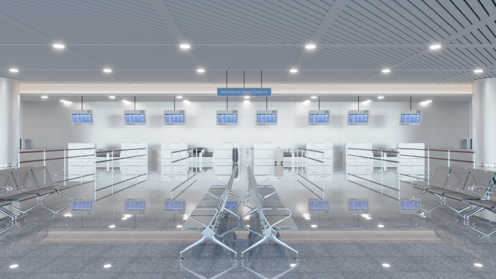 Airport Interior Check-in 3D Model - TurboSquid 1843783