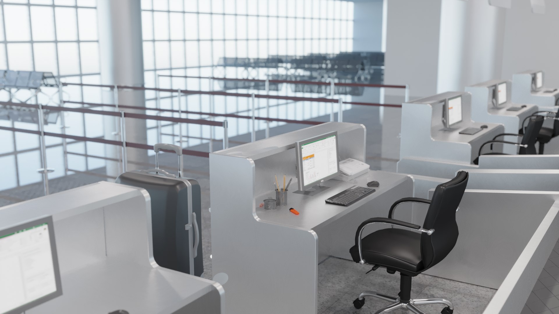 Airport Interior Check-in 3D Model - TurboSquid 1843783