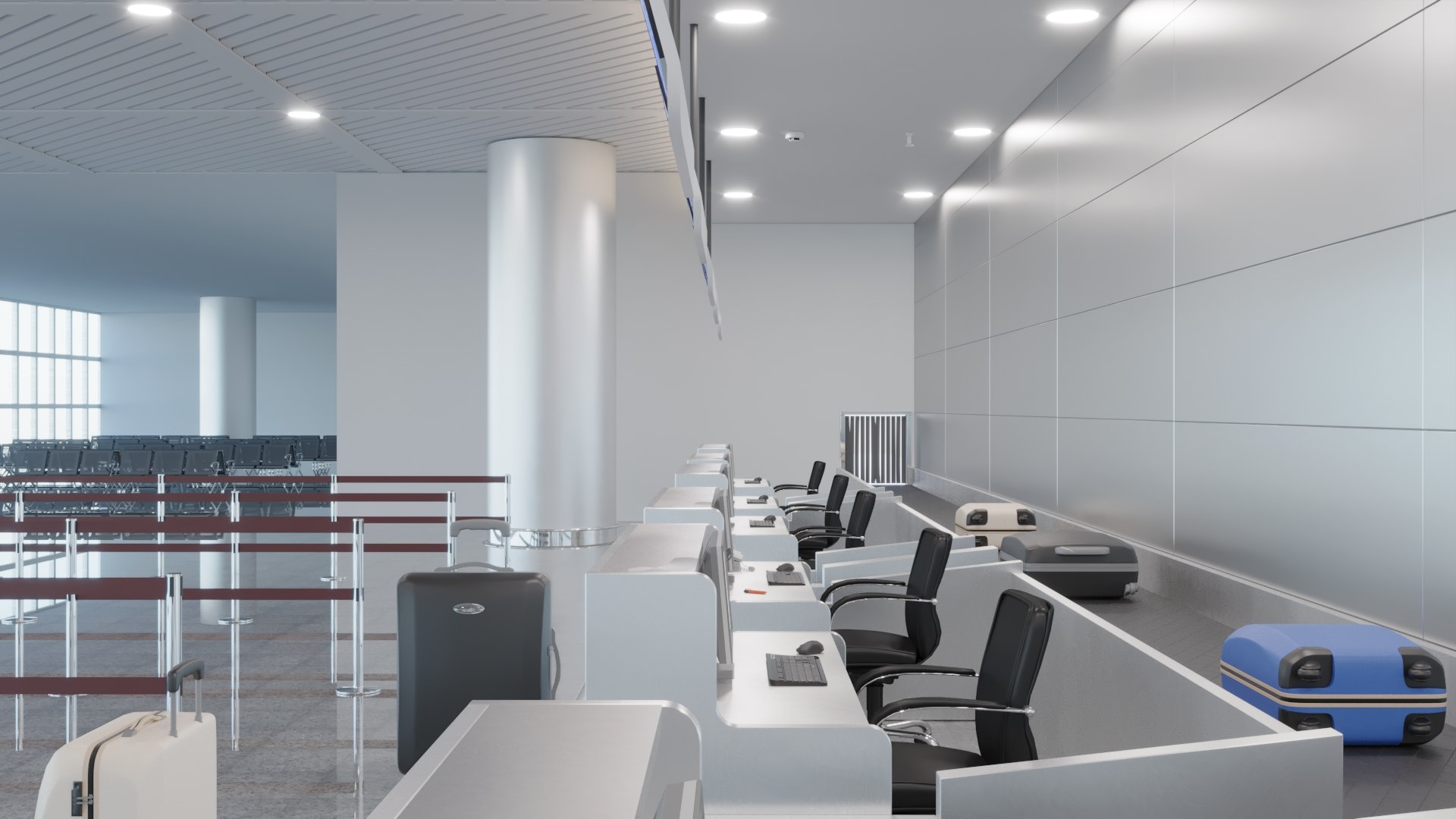 Airport Interior Check-in 3D Model - TurboSquid 1843783