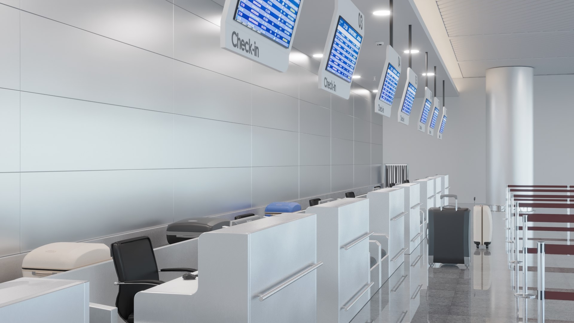 Airport Interior Check-in 3D Model - TurboSquid 1843783