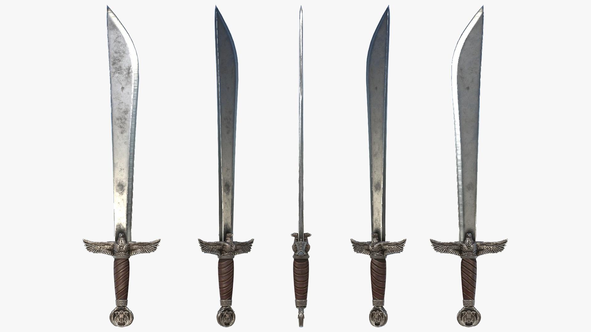 Fantasy Sword RPG European Falchion Blade Curved Sword Saber Shortsword ...