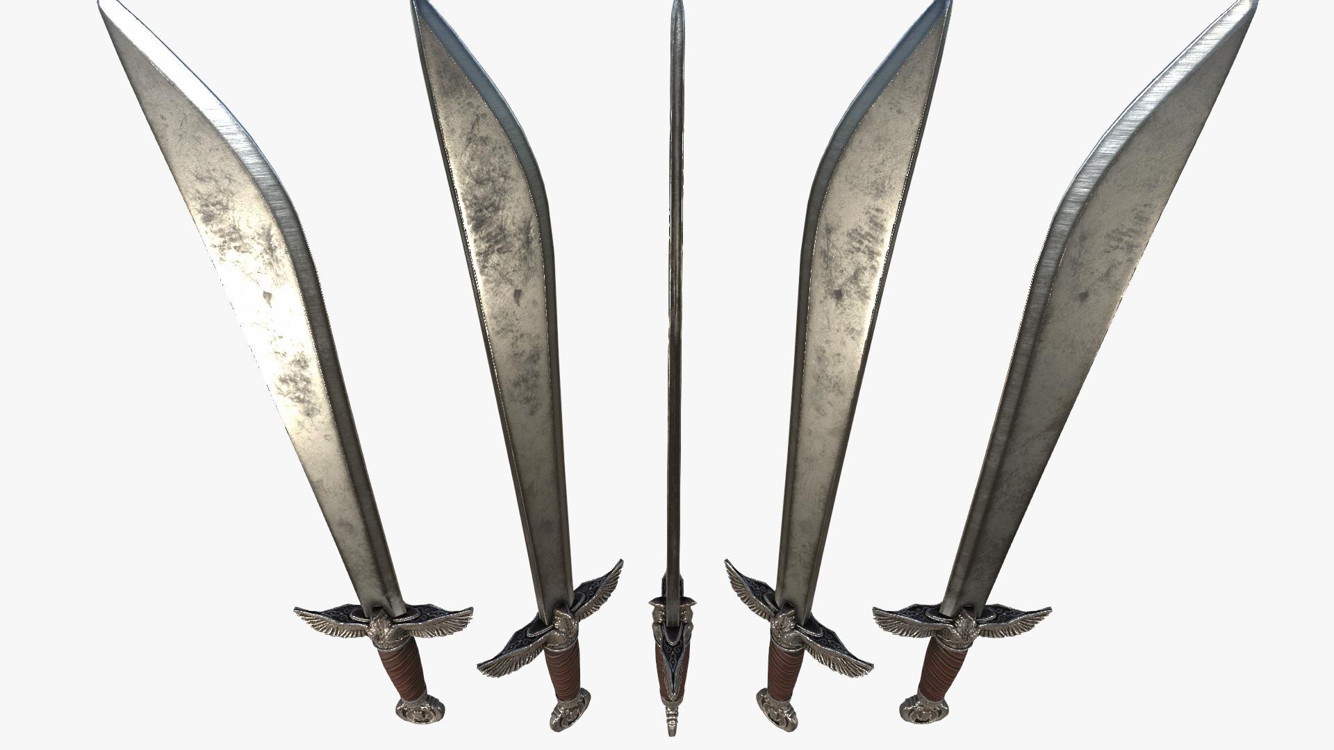 Fantasy Sword RPG European Falchion Blade Curved Sword Saber Shortsword ...