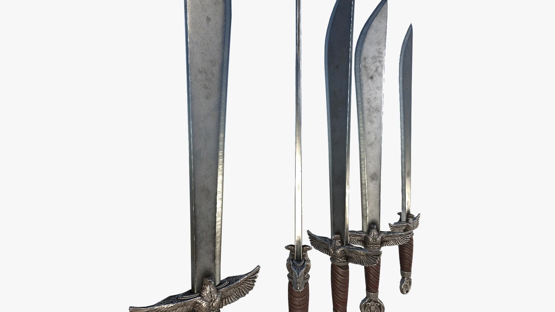 Fantasy Sword RPG European Falchion Blade Curved Sword Saber Shortsword ...