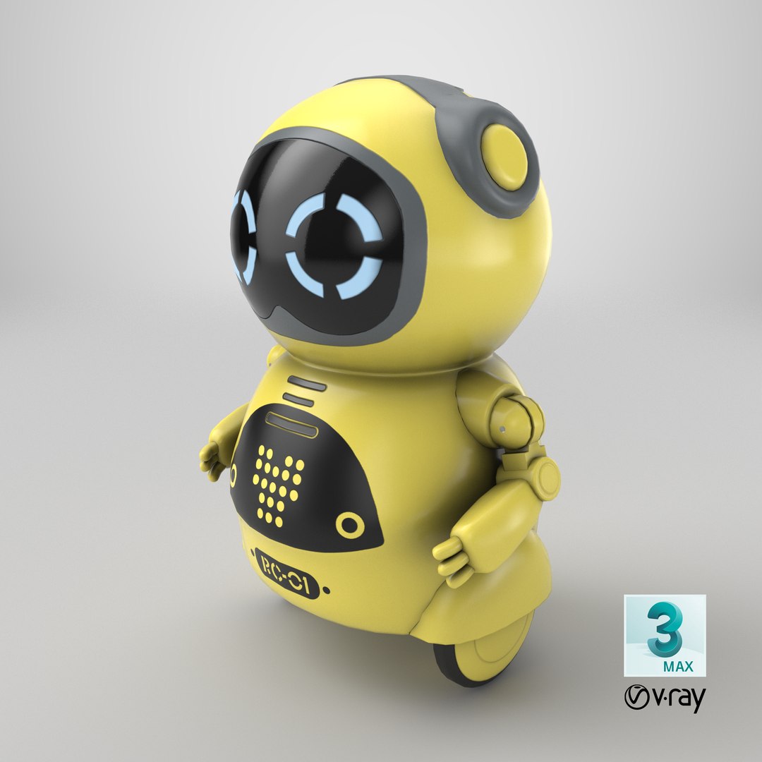 3D Yellow Cute Robot Toy - TurboSquid 2120748