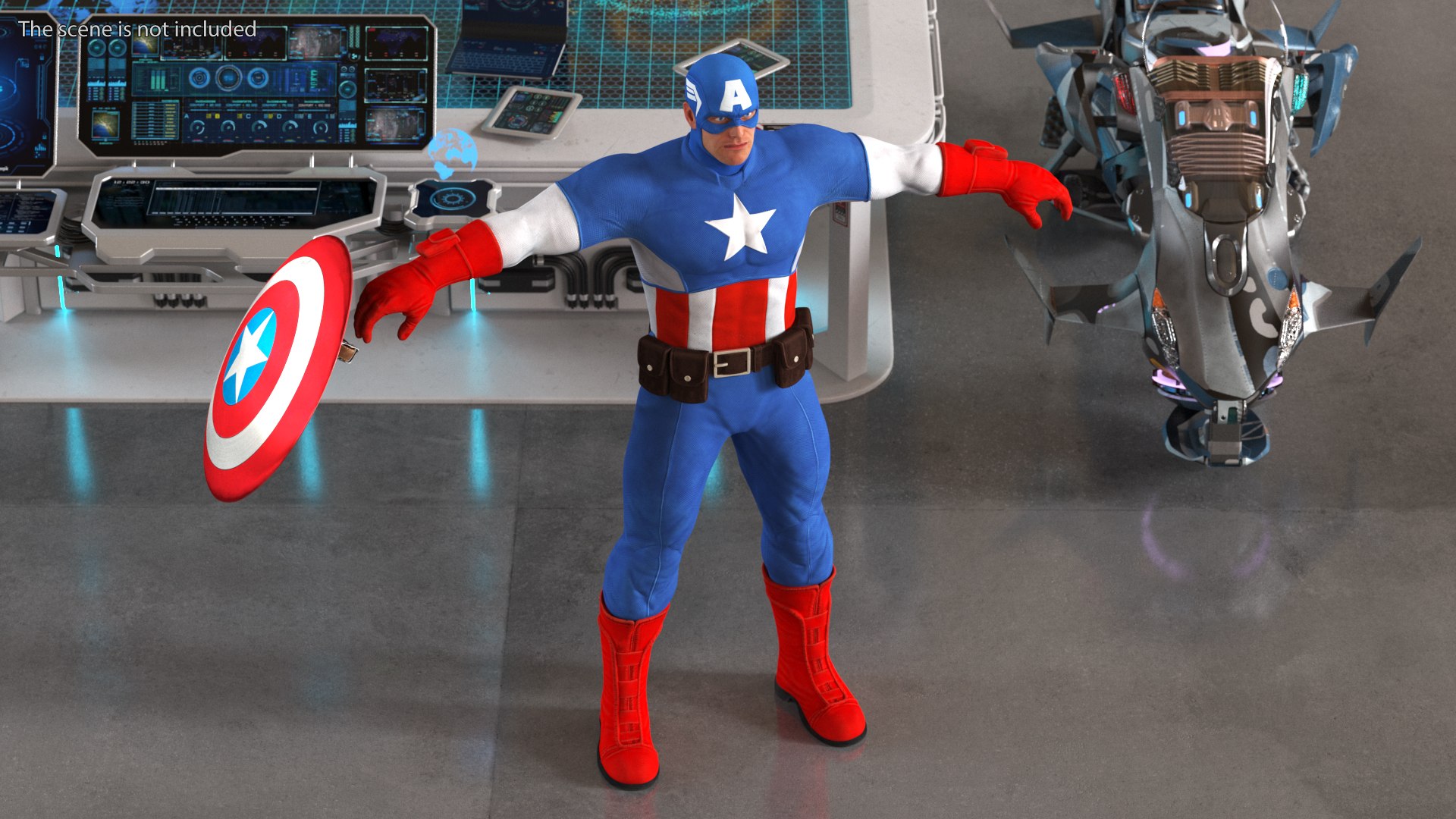3D Marvel Cartoon Captain America Rigged for Cinema 4D model ...
