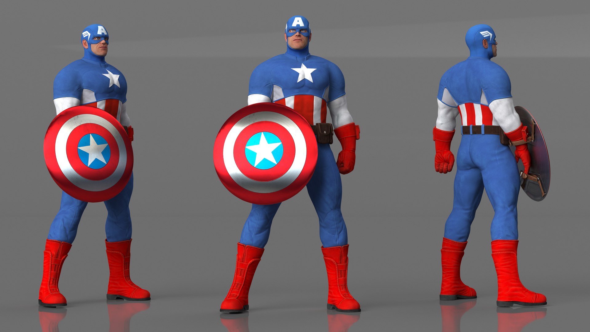 3D Marvel Cartoon Captain America Rigged for Cinema 4D model - TurboSquid 2097697