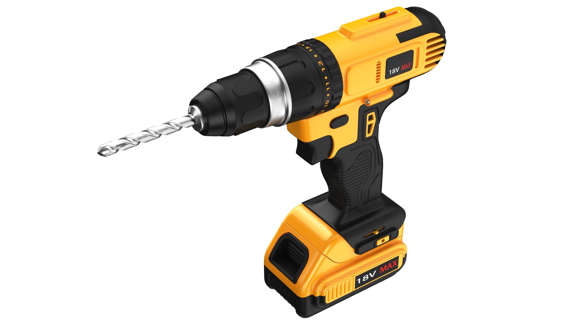 Detailed Cordless Drill Yellow Model - TurboSquid 2103661