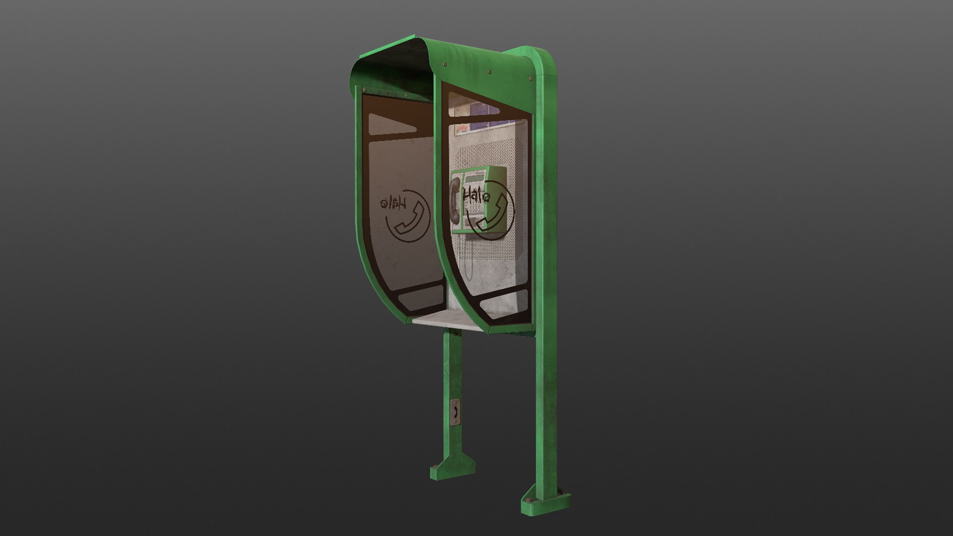 3D NoviSad PhoneBooth Mono GREEN Model - TurboSquid 2058665