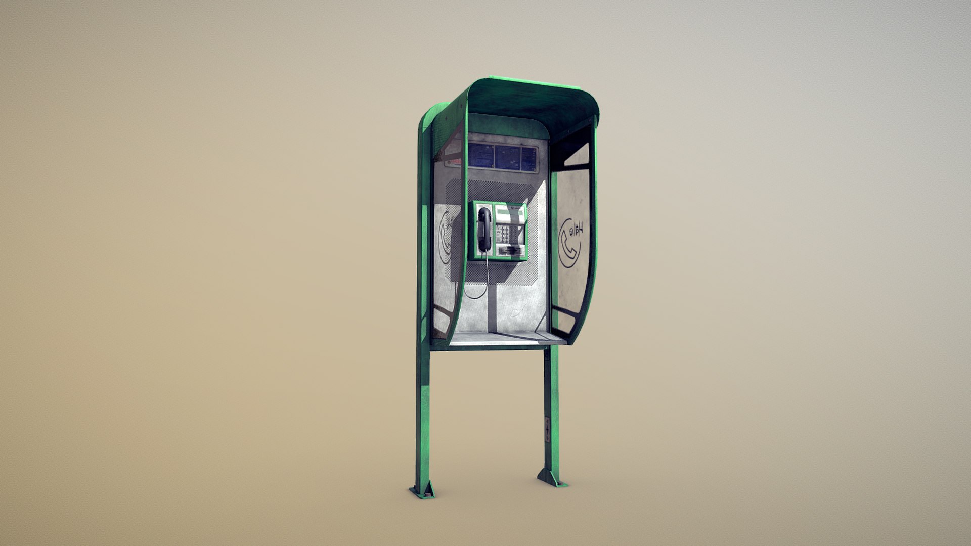 3D NoviSad PhoneBooth Mono GREEN Model - TurboSquid 2058665