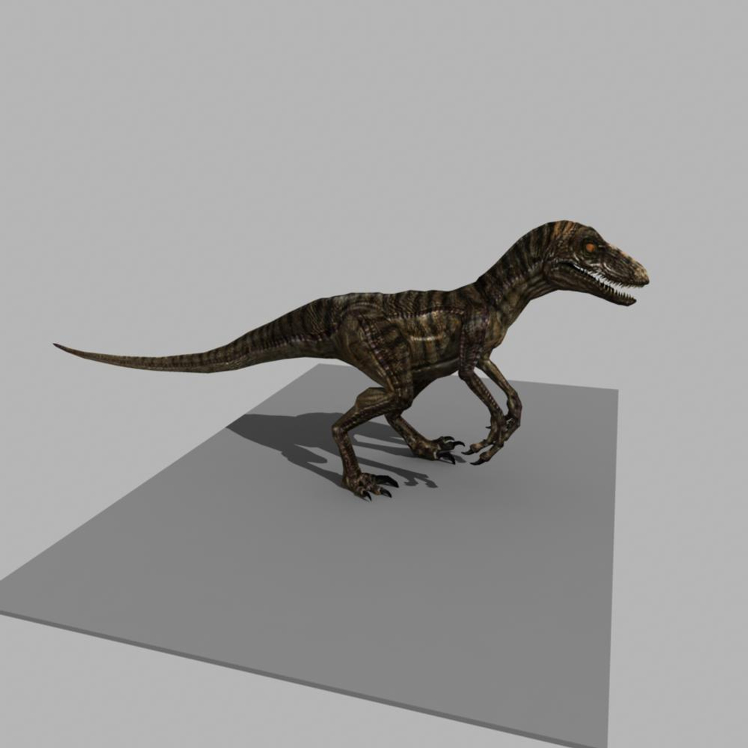 Rigged Velociraptor Animation Obj