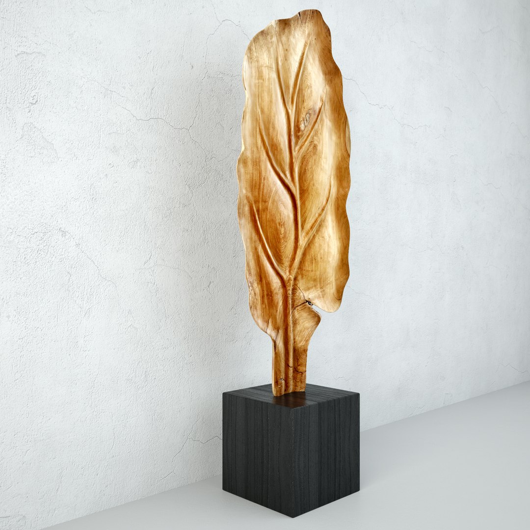 Large Wood Carved Leaf Decor 3D Model - TurboSquid 2158125