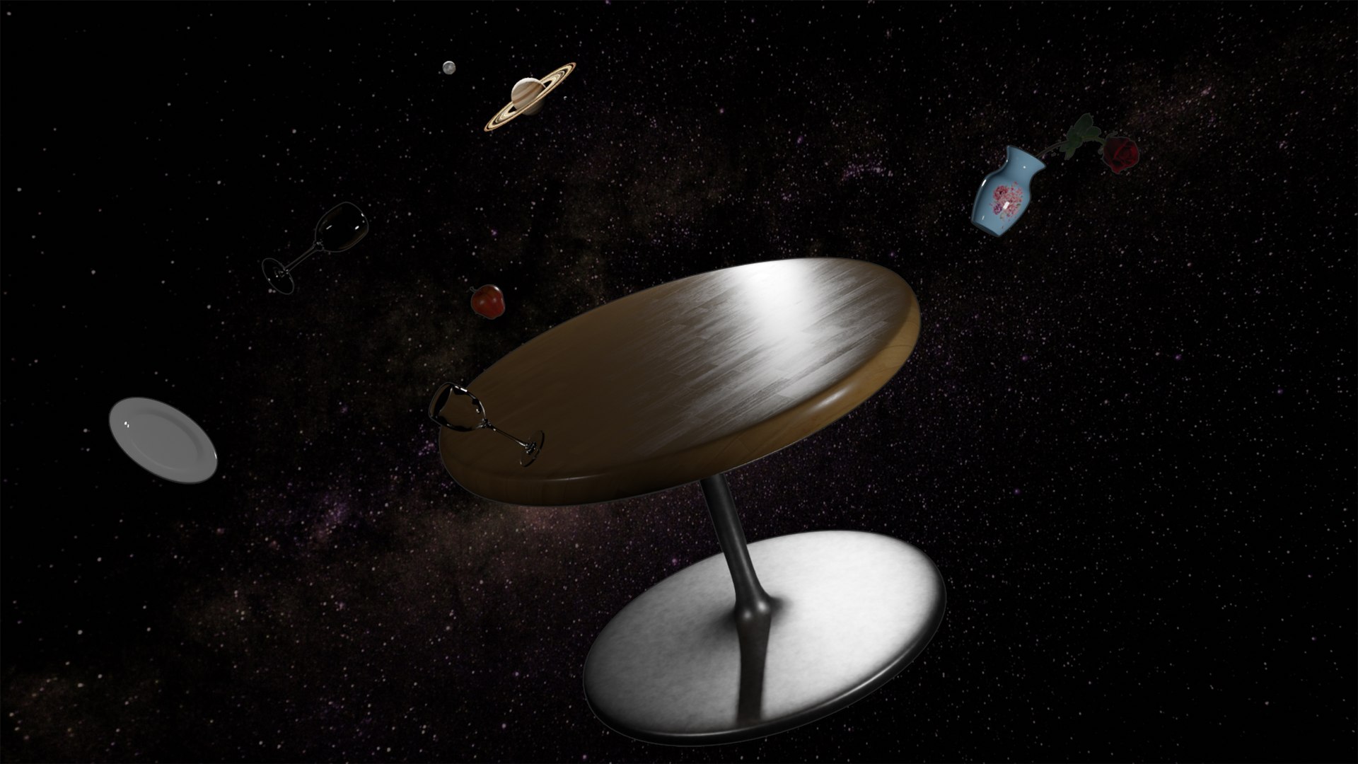 3D Dinning Table In Space Model - TurboSquid 2023687