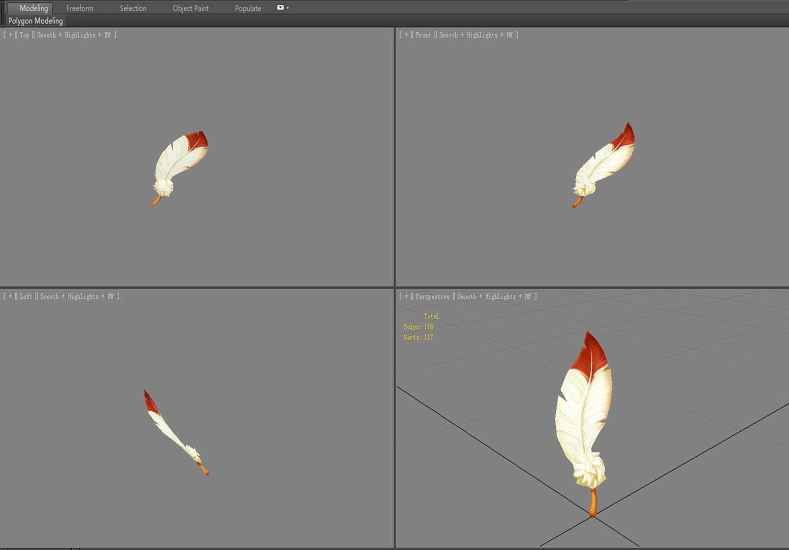 3D Cartoon Feather Low-poly Model - TurboSquid 1961934