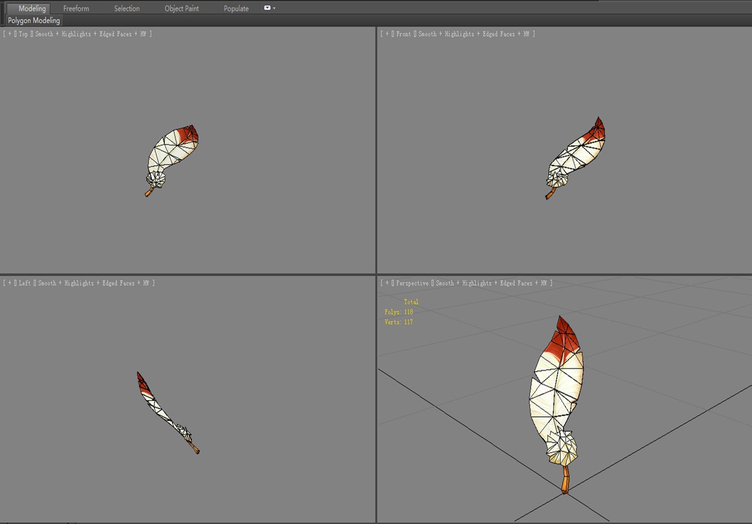 3D Cartoon Feather Low-poly Model - TurboSquid 1961934