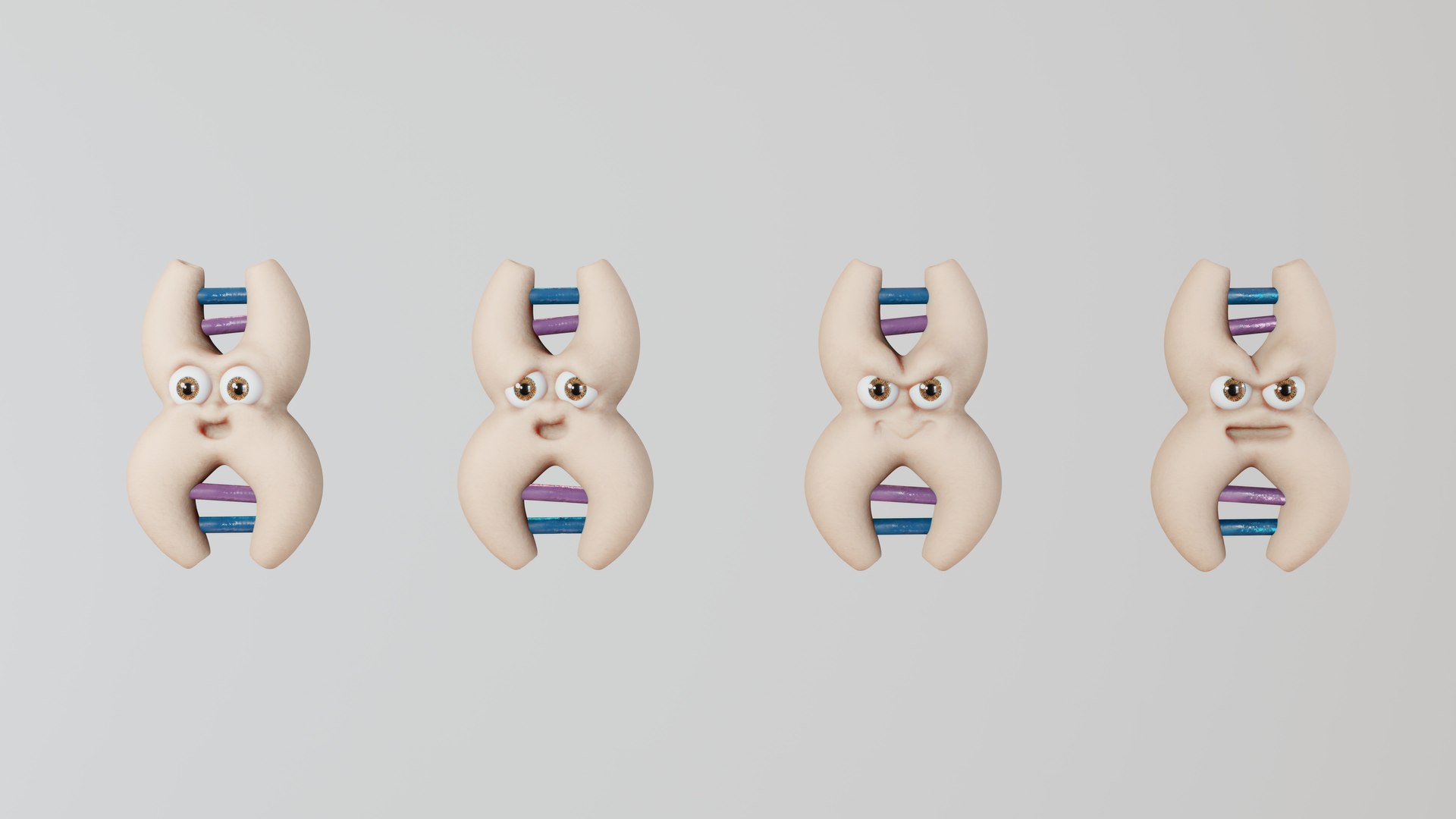 3D Cute Cartoon DNA With Expressions SET 3D Model Model - TurboSquid ...