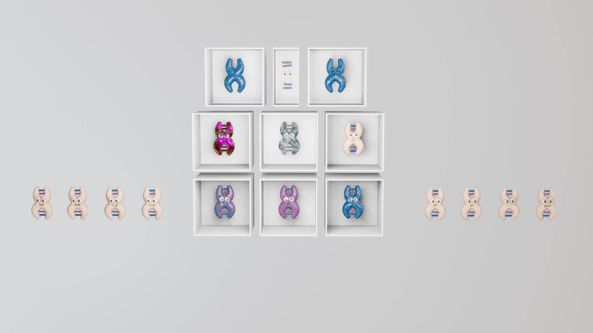 3D Cute Cartoon DNA With Expressions SET 3D Model Model - TurboSquid ...