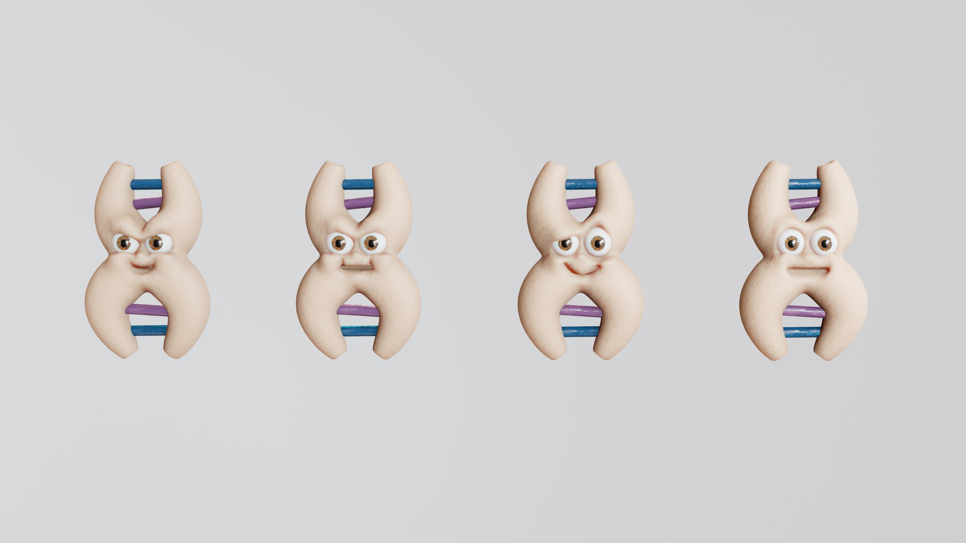 3D Cute Cartoon DNA With Expressions SET 3D Model Model - TurboSquid ...