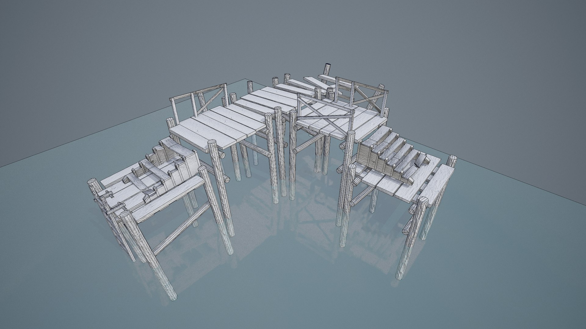 3D Low-poly Port Pier Pack Model - TurboSquid 1263081