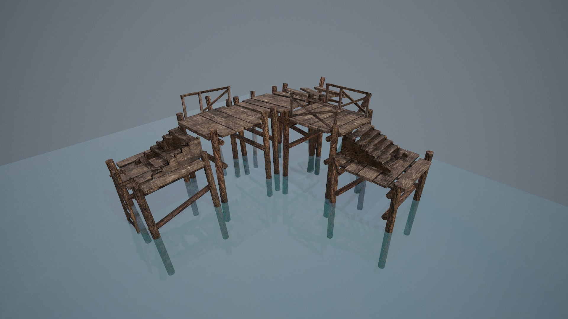 3D Low-poly Port Pier Pack Model - TurboSquid 1263081