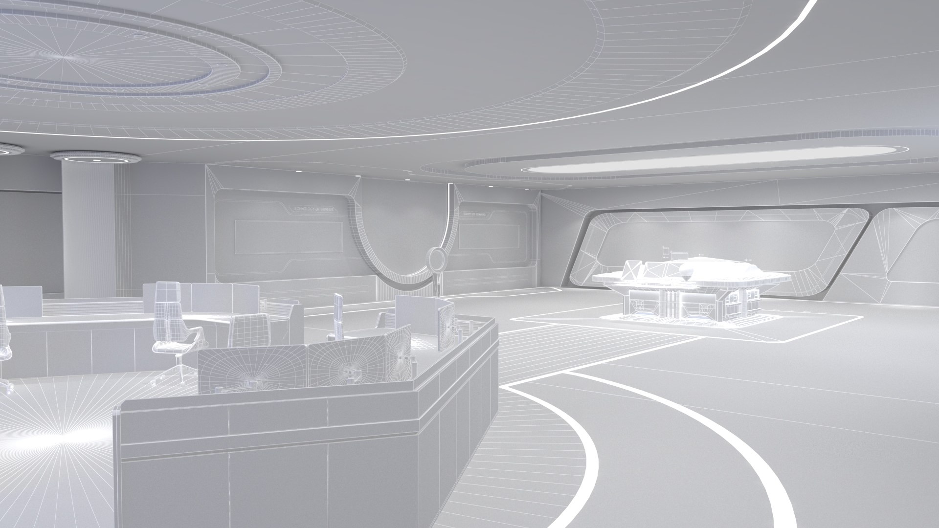 3D Technology Space Exhibition Hall - TurboSquid 2242175