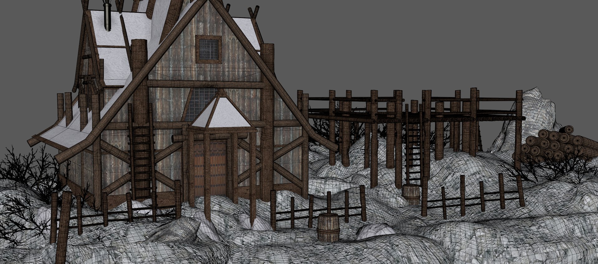 3D Winter Wood House V2 Model - TurboSquid 1861734