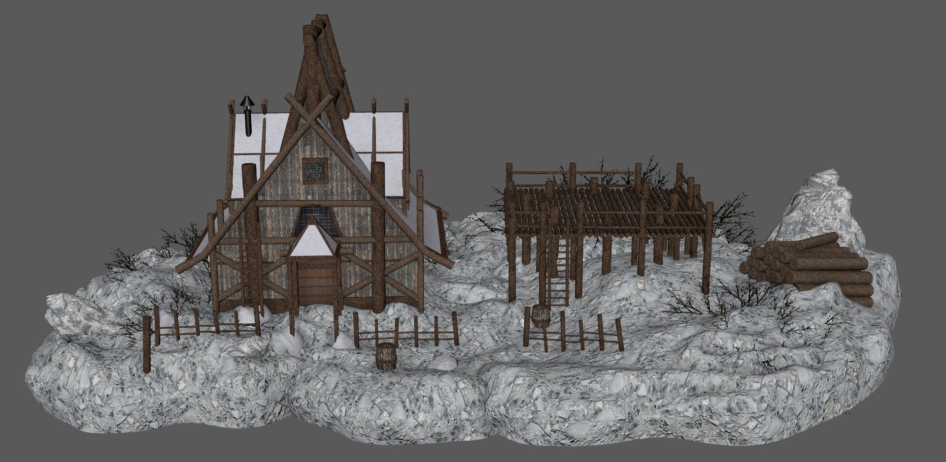 3D Winter Wood House V2 Model - TurboSquid 1861734