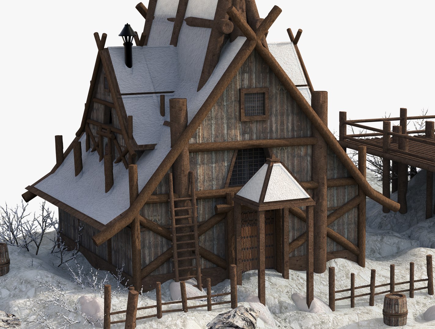 3D Winter Wood House V2 Model - TurboSquid 1861734