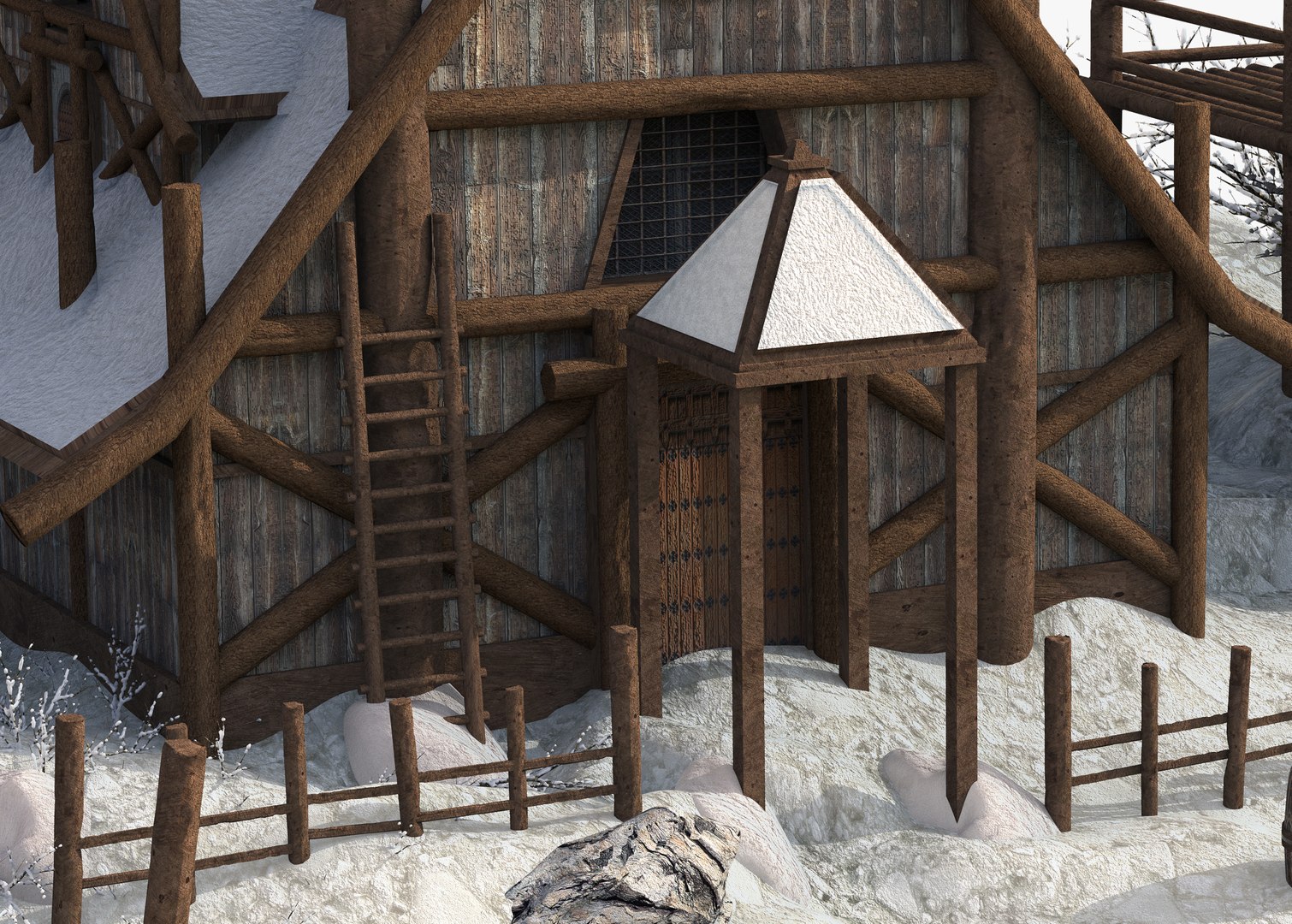 3D Winter Wood House V2 Model - TurboSquid 1861734