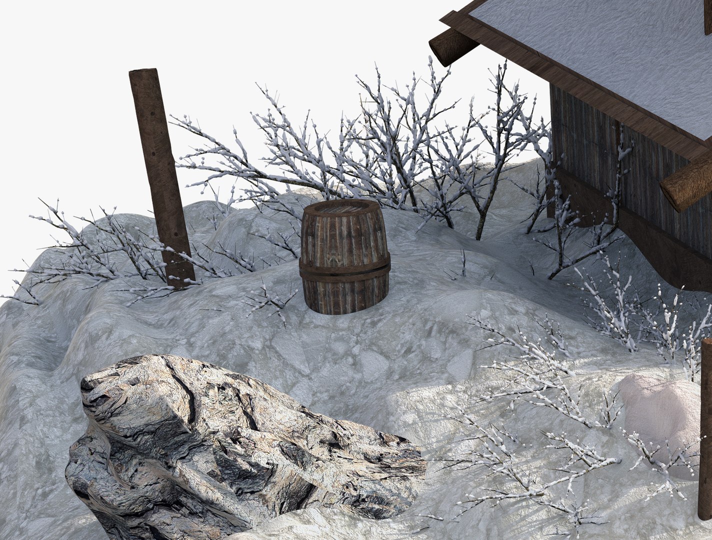 3D Winter Wood House V2 Model - TurboSquid 1861734