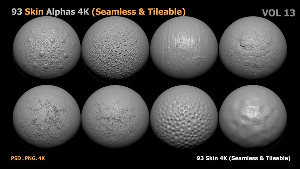 3D 93 Skin Alphas Seamless Tileable model - TurboSquid 2043695