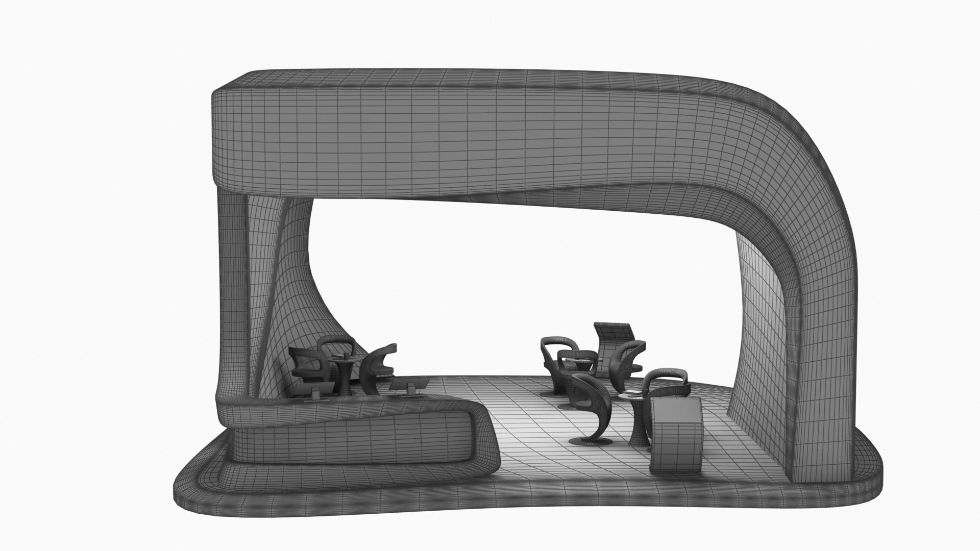 Futuristic Exhibition Booth Collection 4 In 1 3D - TurboSquid 2281084