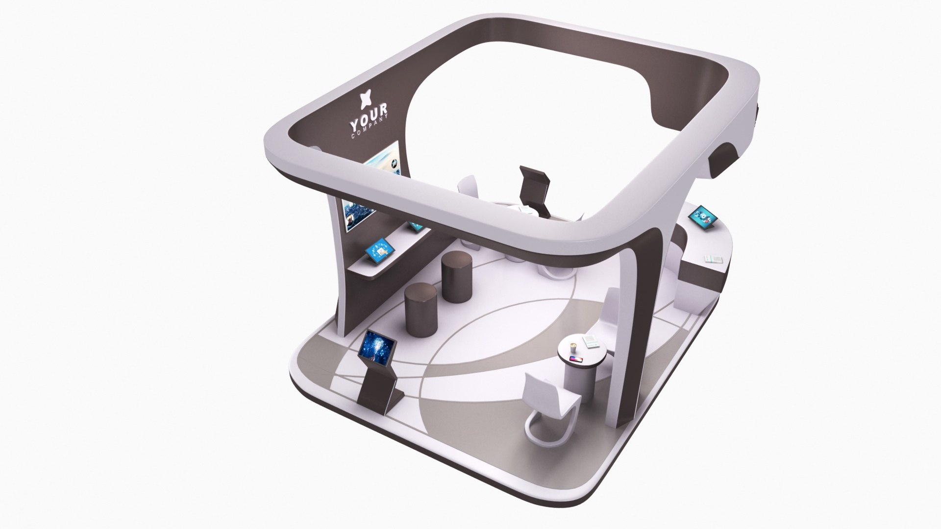 Futuristic Exhibition Booth Collection 4 In 1 3D - TurboSquid 2281084