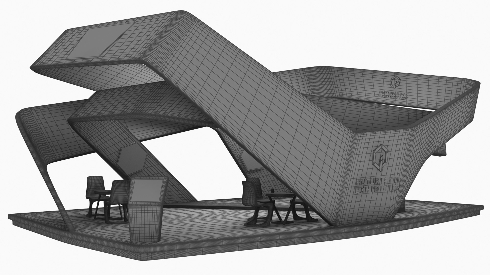 Futuristic Exhibition Booth Collection 4 In 1 3D - TurboSquid 2281084